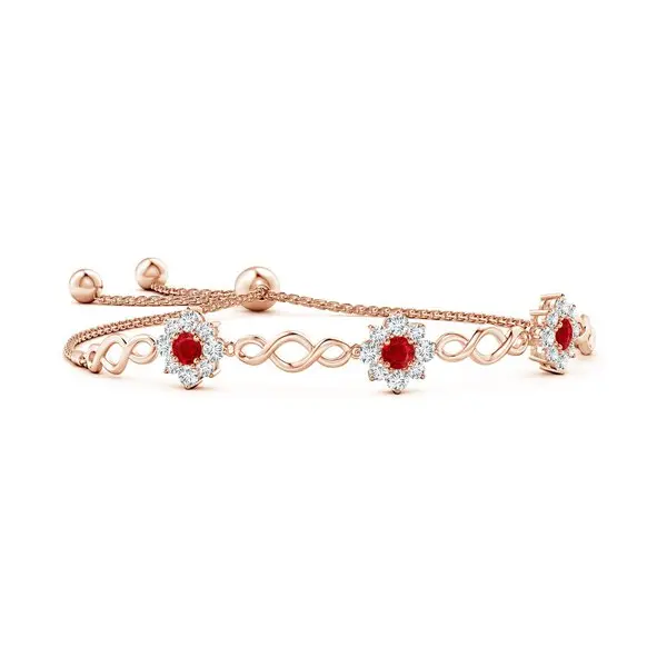 Buy ANGARA Infinity Ruby Station Bolo Bracelet With Floral Halo